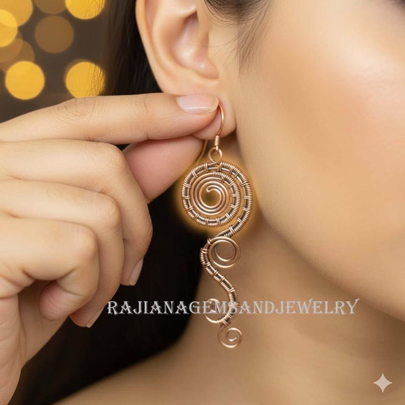 Hammered Copper Wire Wrapped Earrings: Boho Dangle Jewelry - Etsy