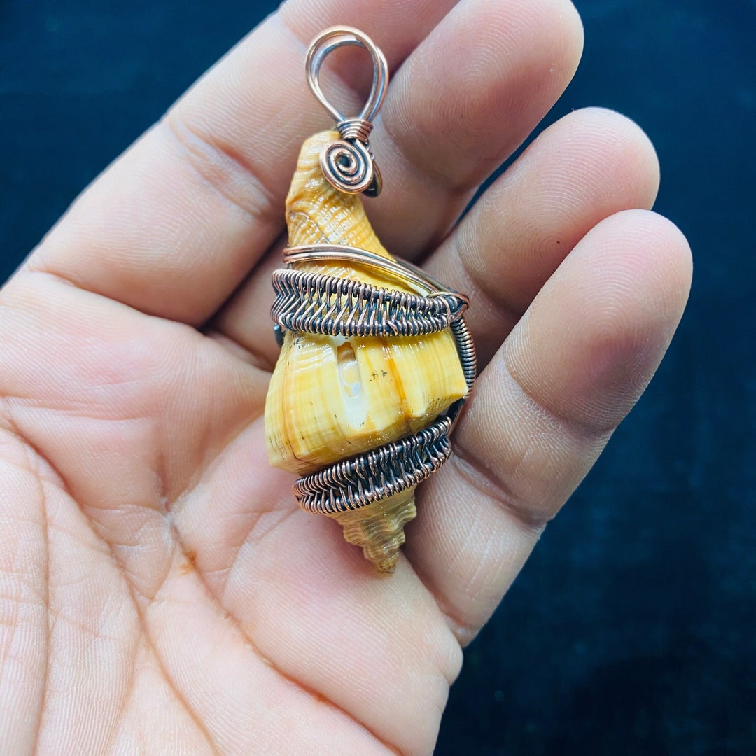 Sea Shell Copper Pendant Wire Warp Oxidized Pendant Handmade Jewelry ...