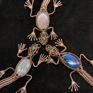 Lizard Pendant Wire Wrap Gemstone Pendent Gemstone Jewelry Copper ...