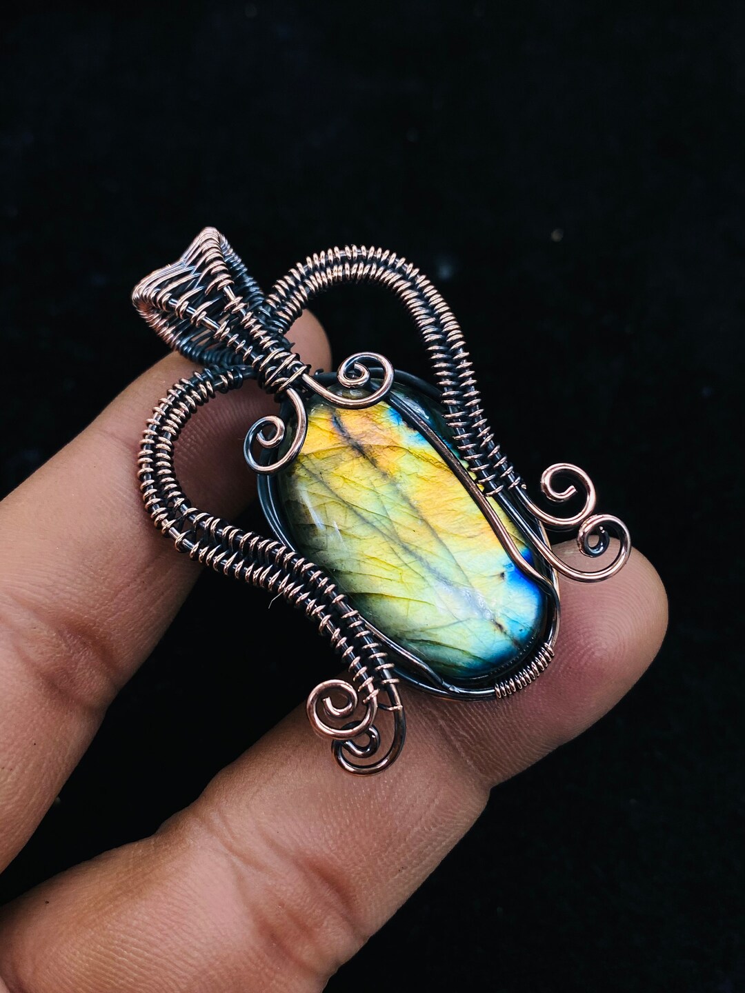 Wire Wrap Copper Pendant Copper Wire Wrapped Pendant Copper Jewelry ...