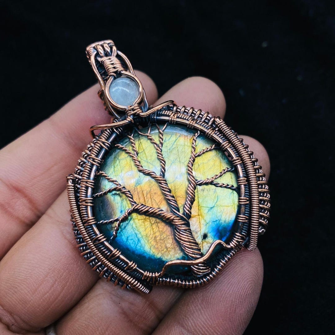 Boho Labradorite Tree of Life Pendant: Copper Wire Wrapped, Handmade - Etsy
