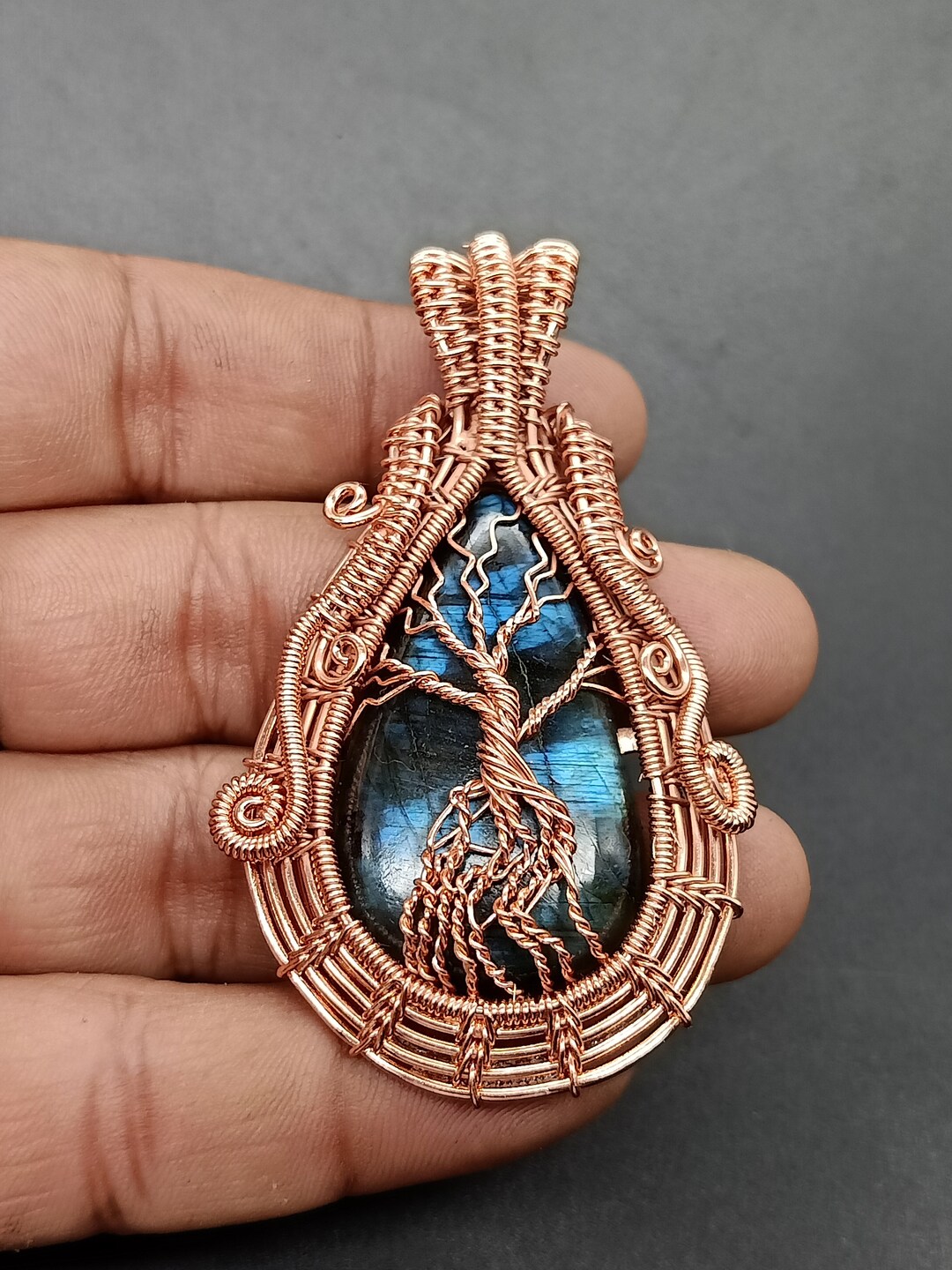 Labradorite Tree of Life Copper Wire Wrapped Pendant - Etsy