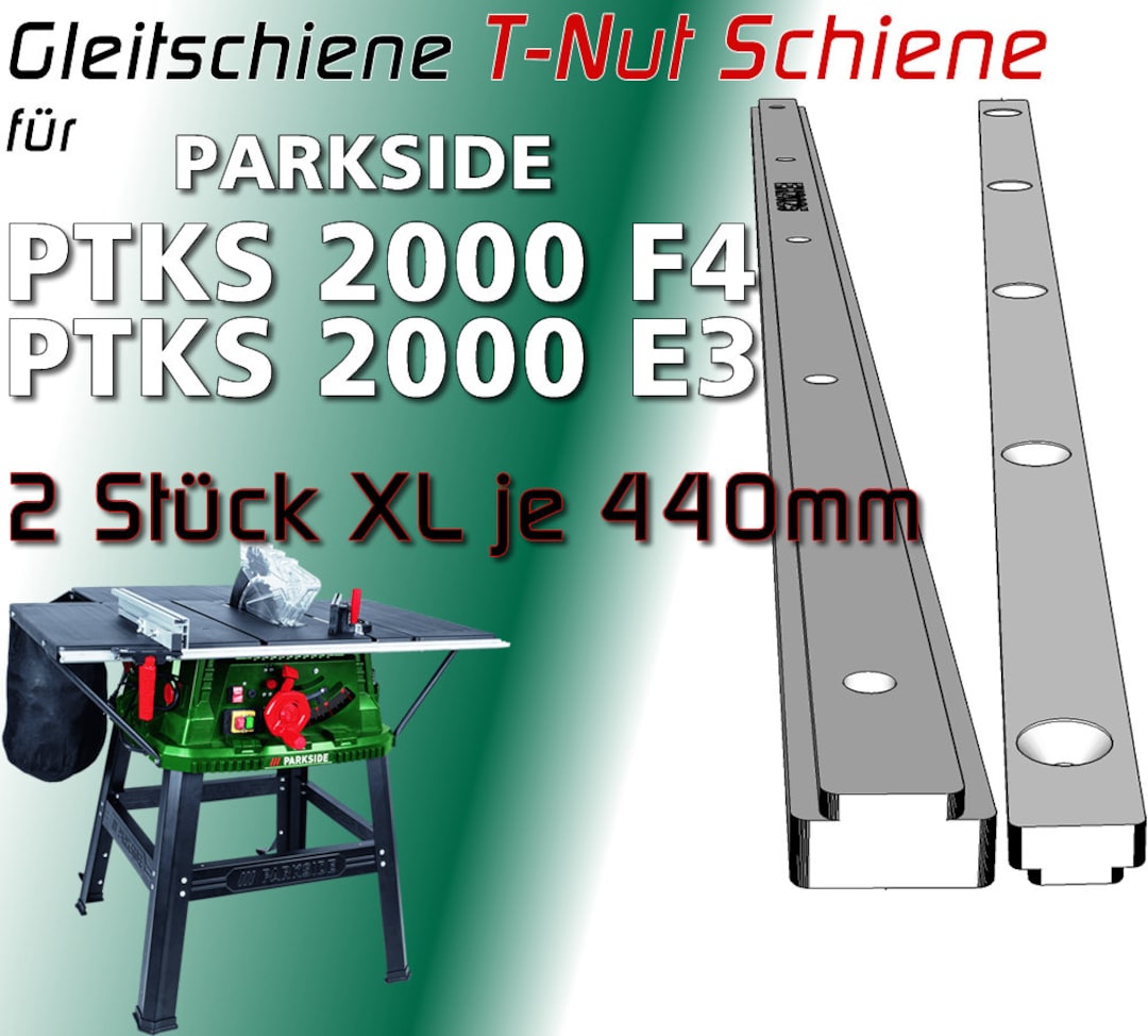 2x 440 Mm T-slot Rail for PARKSIDE PTKS 2000 F4 E3 Table Saw - Etsy