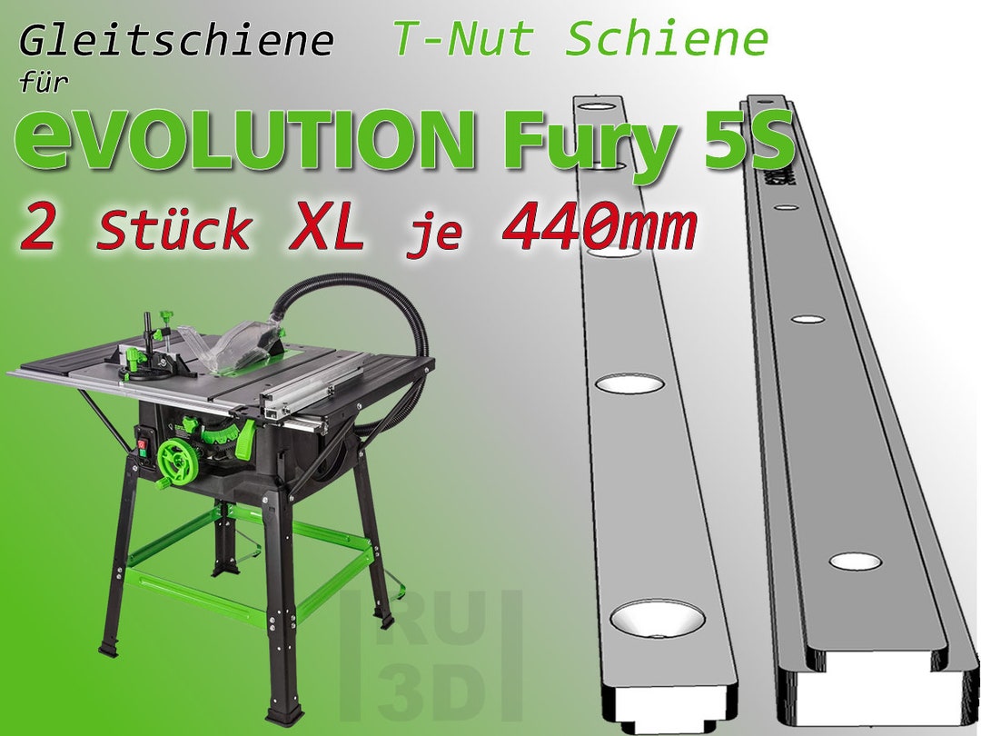 2 X 440 Mm T-slot Rail for EVOLUTION Fury 5S Table Saw, Sliding Table ...