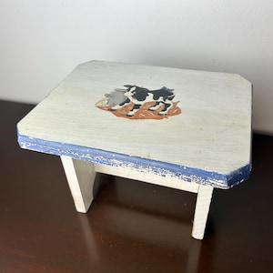 Vintage Wooden Cow/pig/chickens Foot Rest/step Stool, Farmhouse/country ...