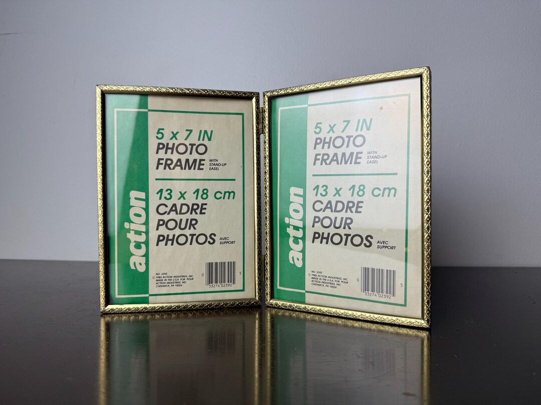 Vintage Hinged Bifold Gold Metal Double Picture Frames, Mid Century ...