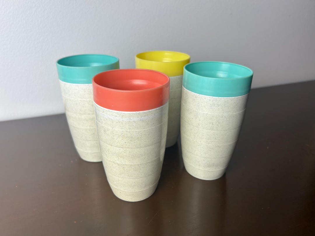 Vintage Plastic Colorful Blue Pink Yellow Cornish Therm-o-ware Tumblers ...