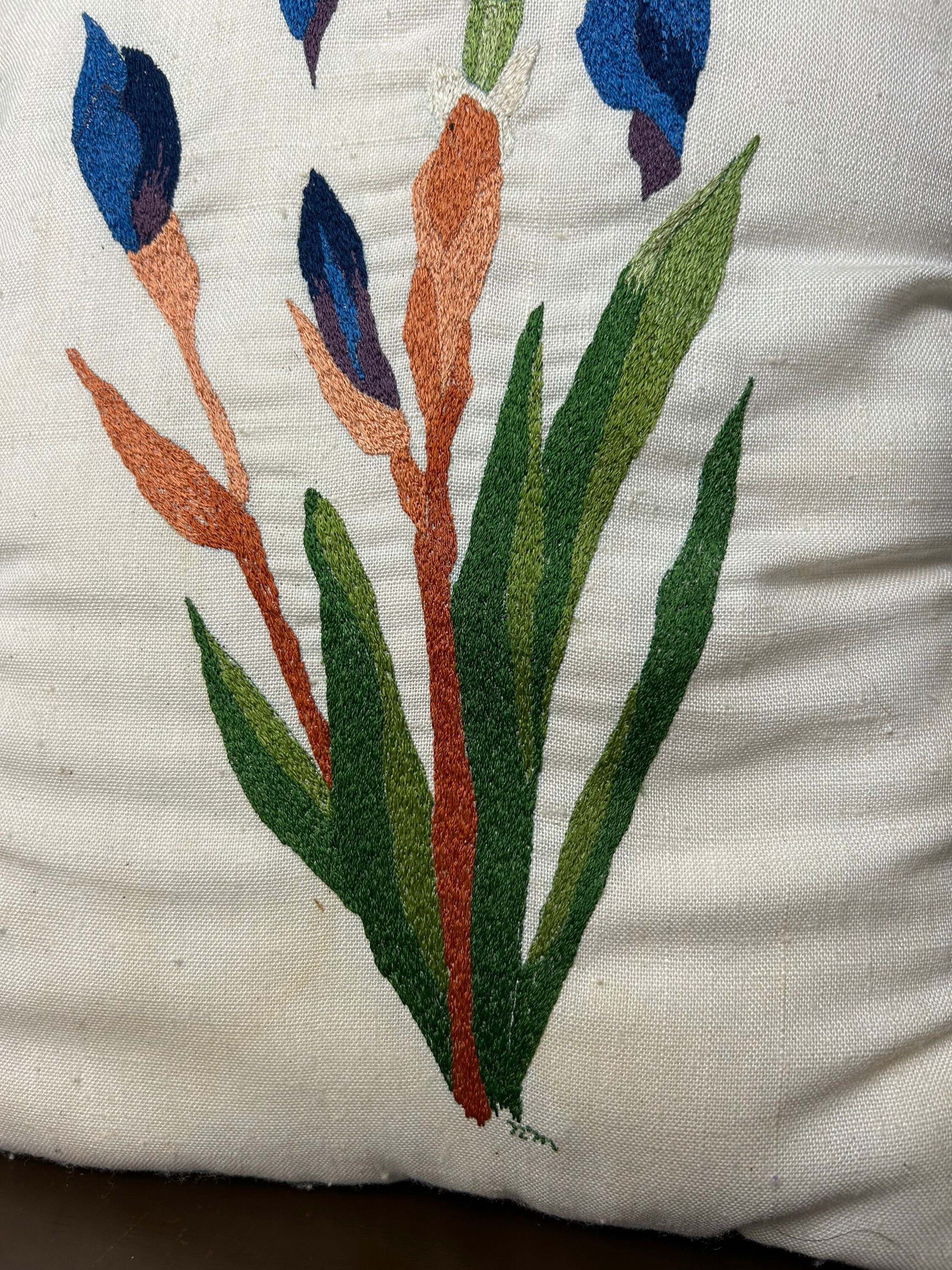 Vintage Japanese Bunka Embroidery Blue Iris Flowers Handmade - Etsy