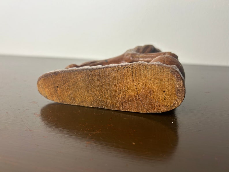 Philippines Wood Hand Carved Lion Stepping on Ball Figurine, Wooden ...