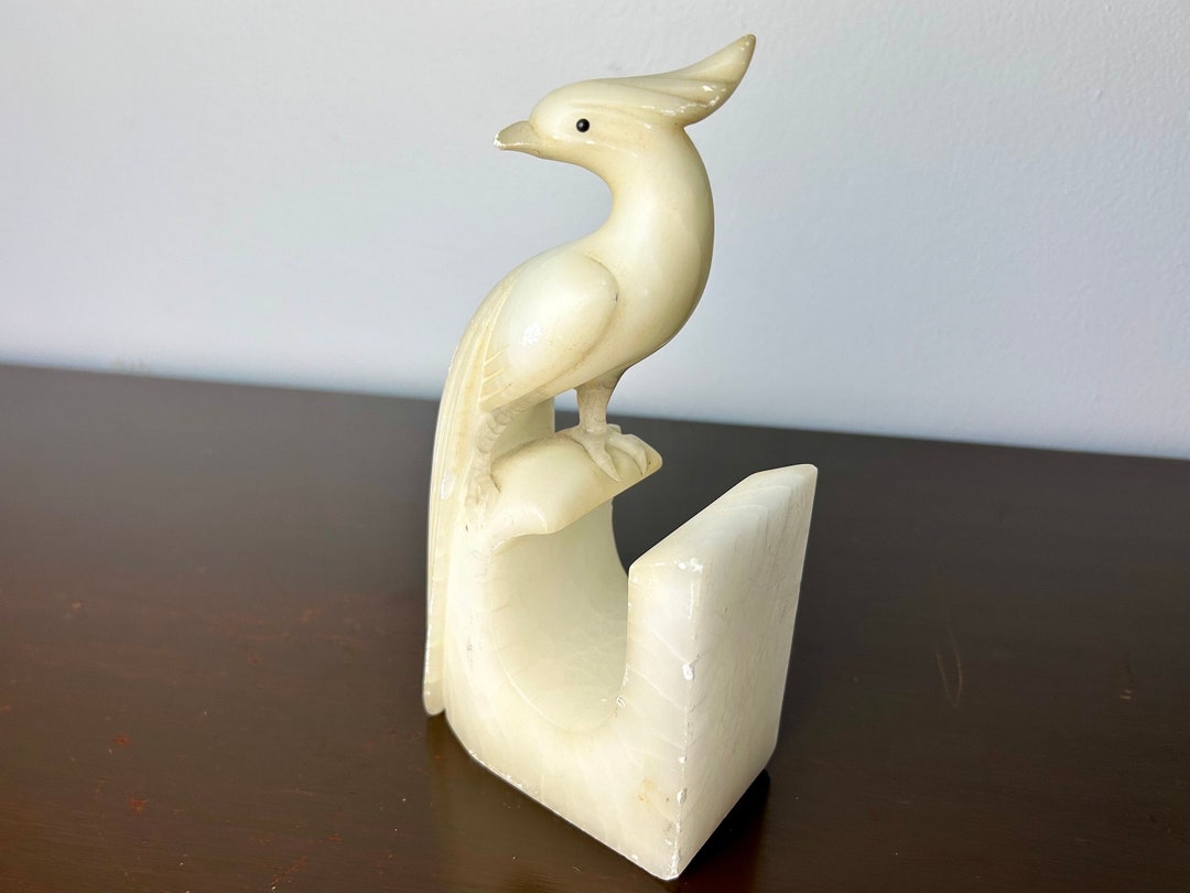 Vintage Italian Heavy White Alabaster Stone Pheasant/peacock Bird ...