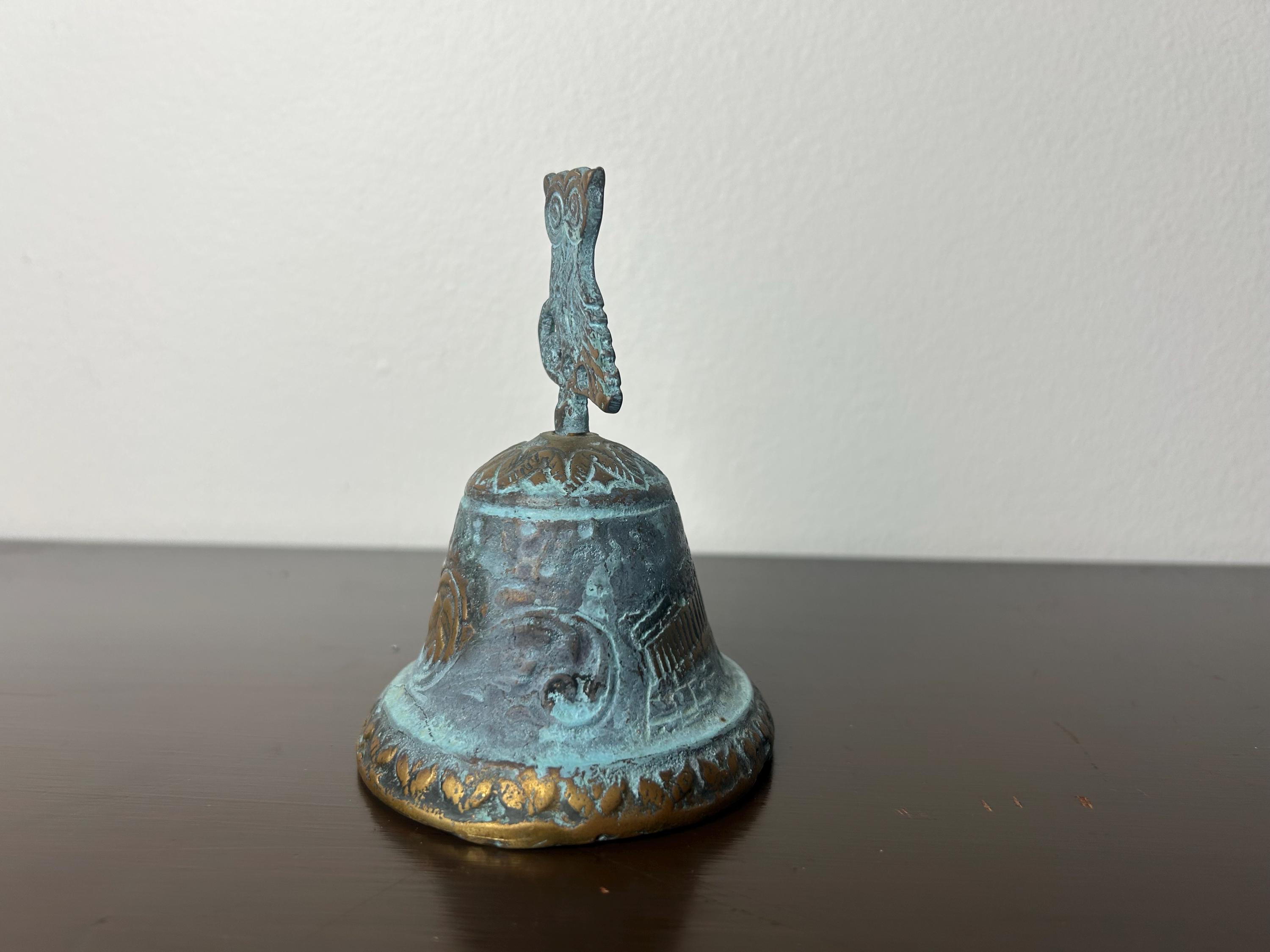 Vintage Bell Parthenon Owl of Athens Bronze Decorative Hand Bell With ...