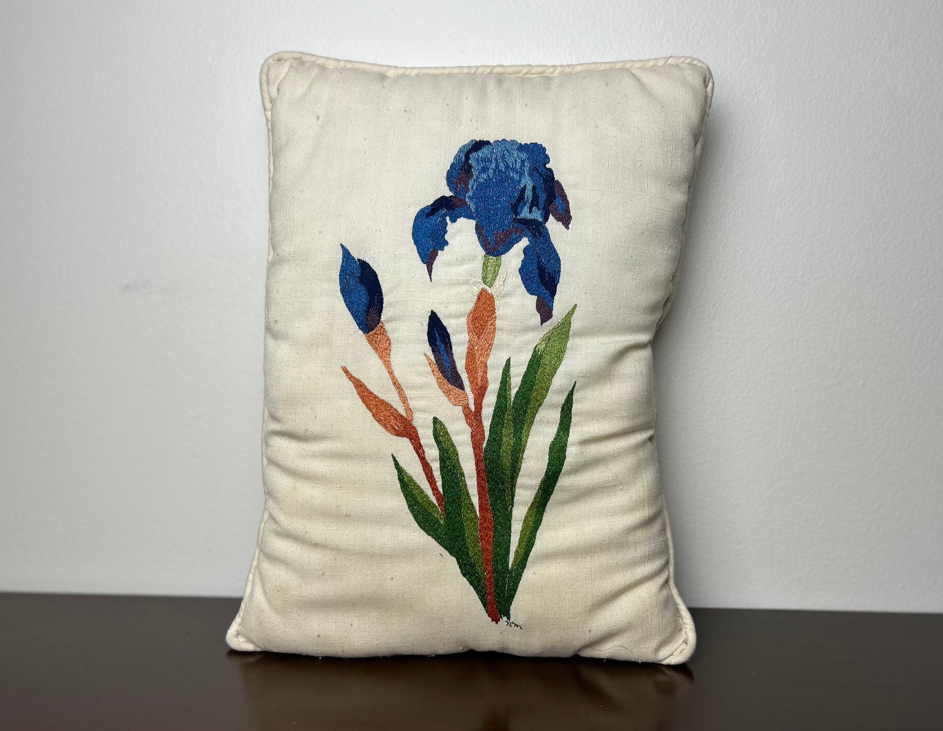 Vintage Japanese Bunka Embroidery Blue Iris Flowers Handmade - Etsy