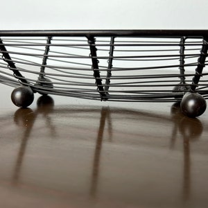 Vintage Brutalist Style Black Metal Wire String Oblong Canoe - Etsy