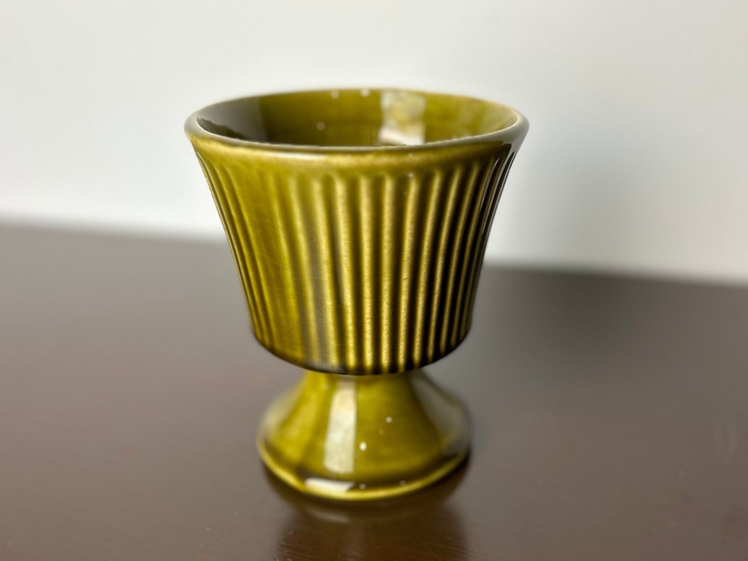 MCM 60’s Mccoy Floraline Ribbed Ceramic Olive Green Indoor Planter Pot ...