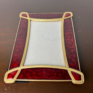 Red Enamel Scroll & Gold Metal 6x4 Photo Frame Easel Back, Baroque ...