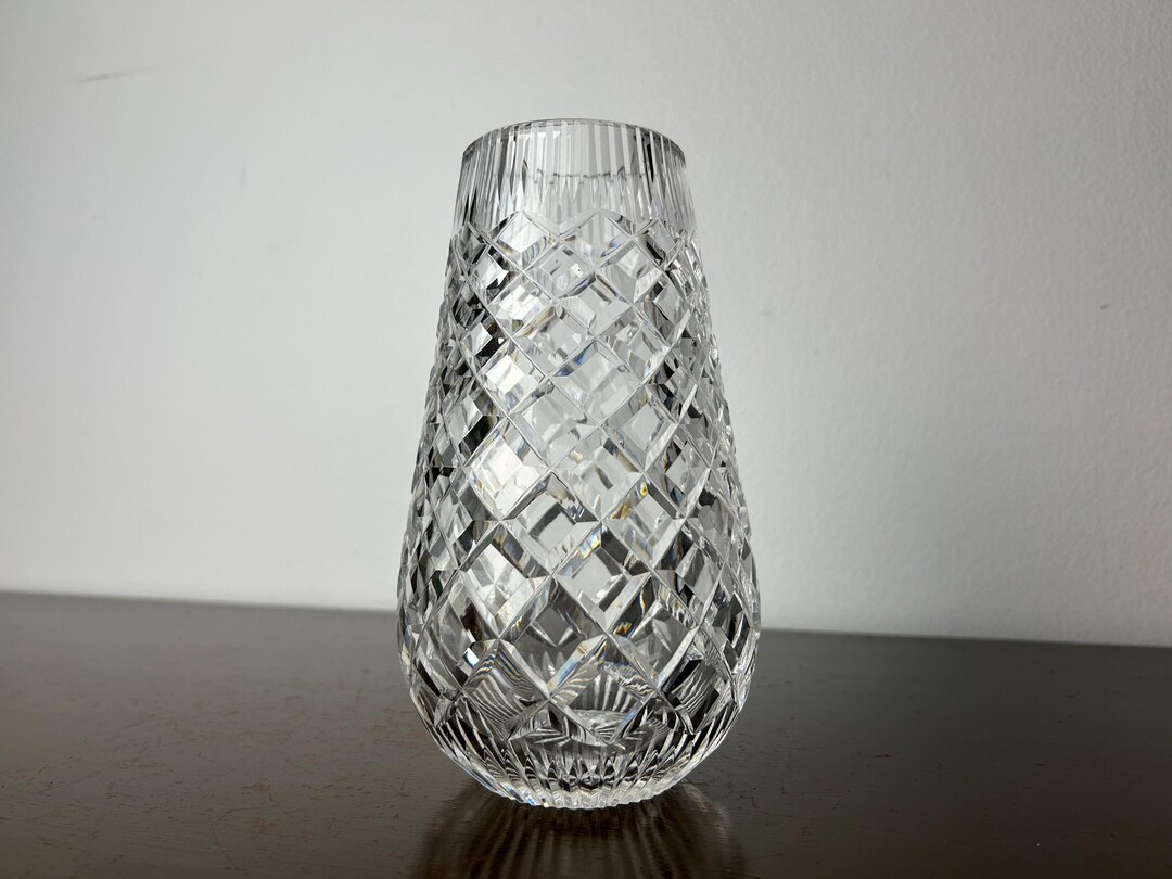 Vintage Waterford 7” Crystal Vase in Criss Cross Killeen Pattern ...