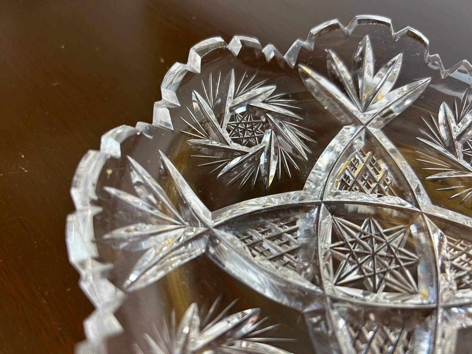 Antique ABP Hand Cut Glass Pinwheel & Fans Small Plates Set, American ...