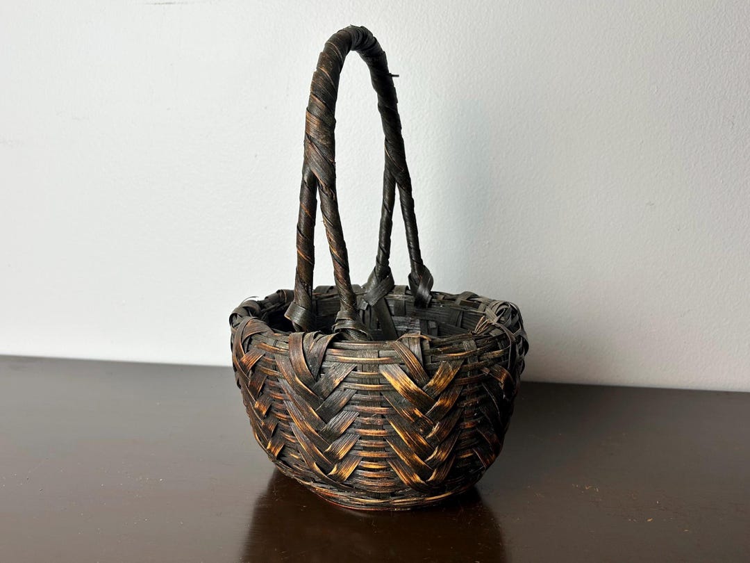 Vintage Japanese Double Walled Flower Arrangement Ikebana Kago Handled ...