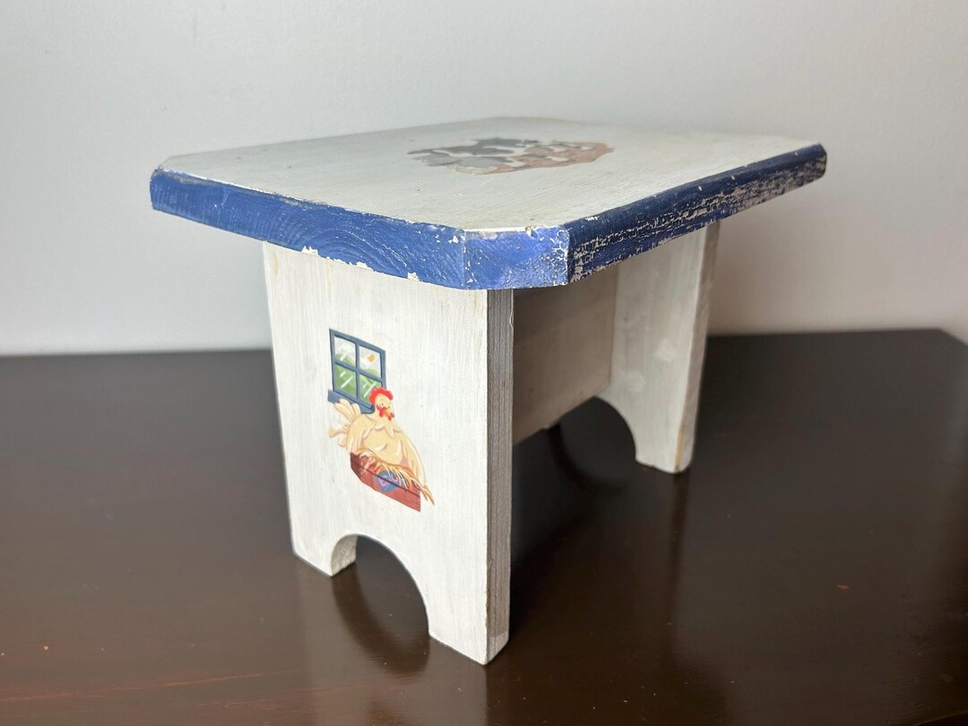 Vintage Wooden Cow/pig/chickens Foot Rest/step Stool, Farmhouse/country ...