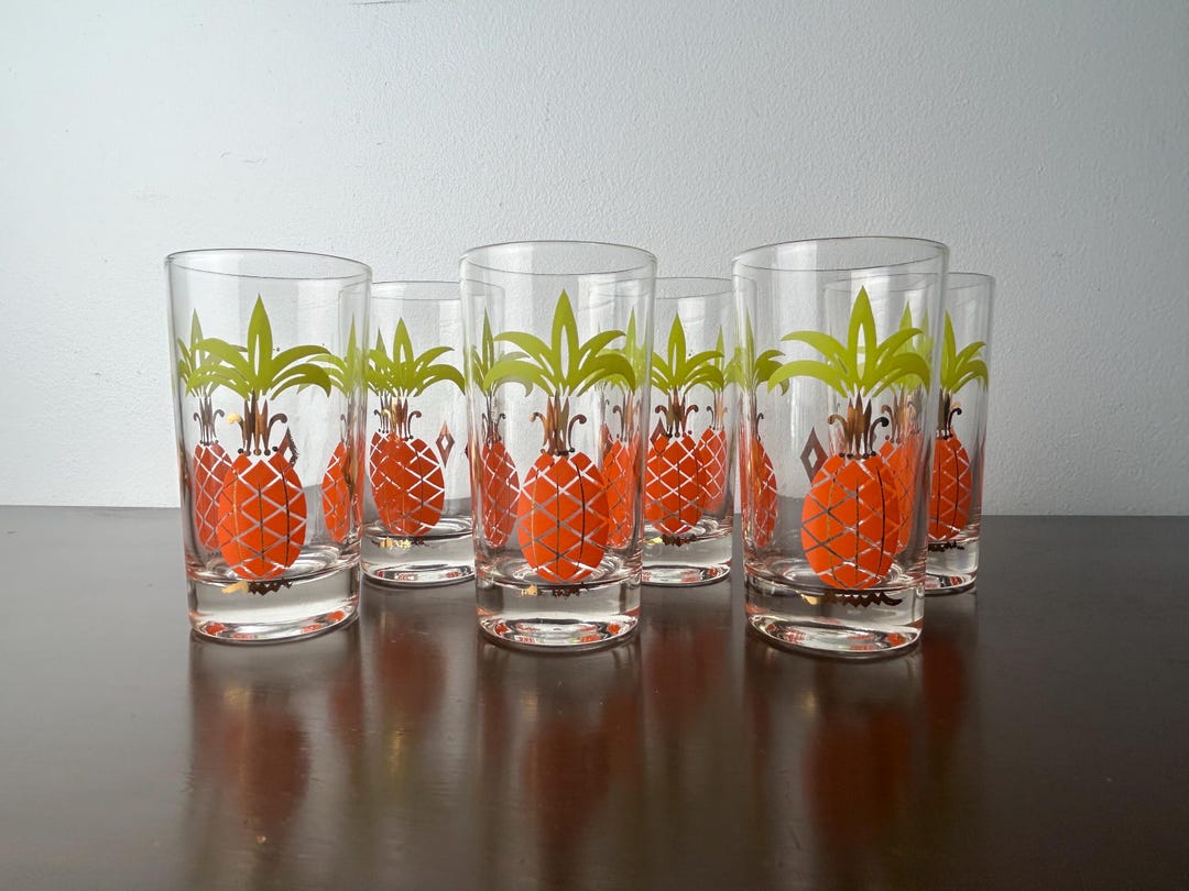 MCM Atomic Pineapple Drink Tumblers Set of 6, Mid Century Modern ...