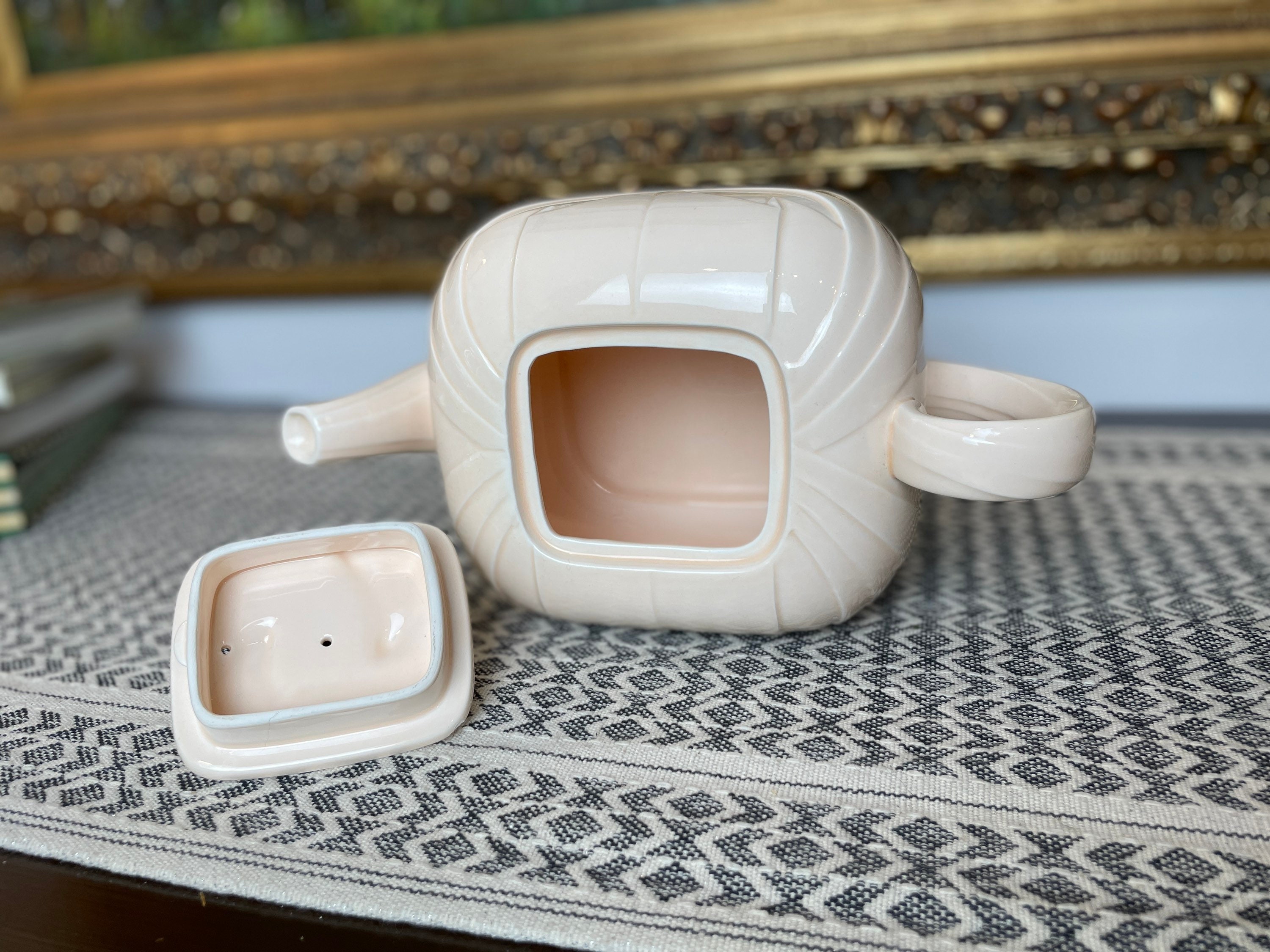 Art Deco/post Modern Blush Pink Teapot With Lid Ribbon and - Etsy