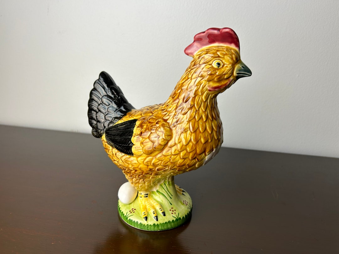 Vintage Portuguese Majolica Chicken Statue, Portugal Pottery ...