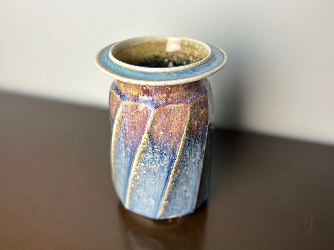 Vintage Studio Art Pottery Wide Mouth Abstract Twist Vase Vessel by ...