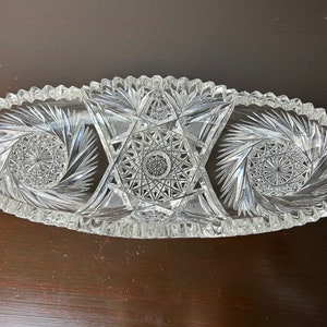 Antique American Brilliant Cut Glass Pinwheel Hobstar Celery/relish ...
