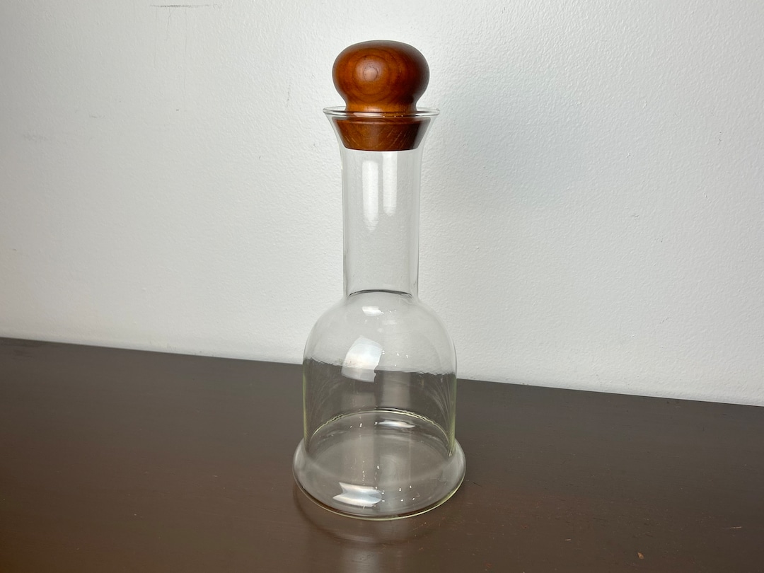 Vintage Dansk Glass Wine Carafe/decanter With Teak Wood Stopper, Danish ...