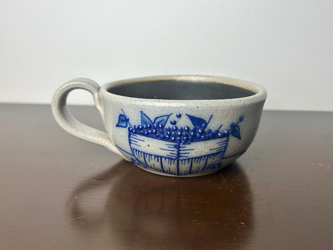 Vintage Salmon Falls Stoneware Blueberry Chowder Bowl/mug in Salt Glaze ...