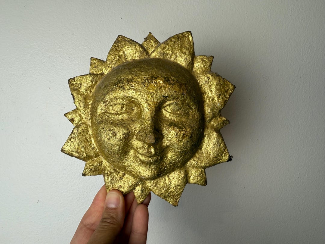 Vintage Paper Mache 90s Celestial Sun Face Hanging Accent, Whimsigoth ...