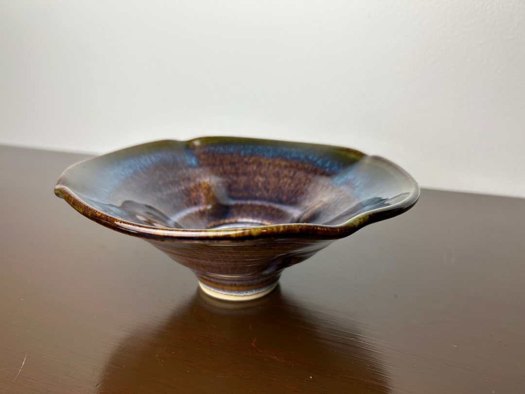 Vintage Bill Campbell Pottery Glazed Lotus Bowl, Handthrown Signed ...