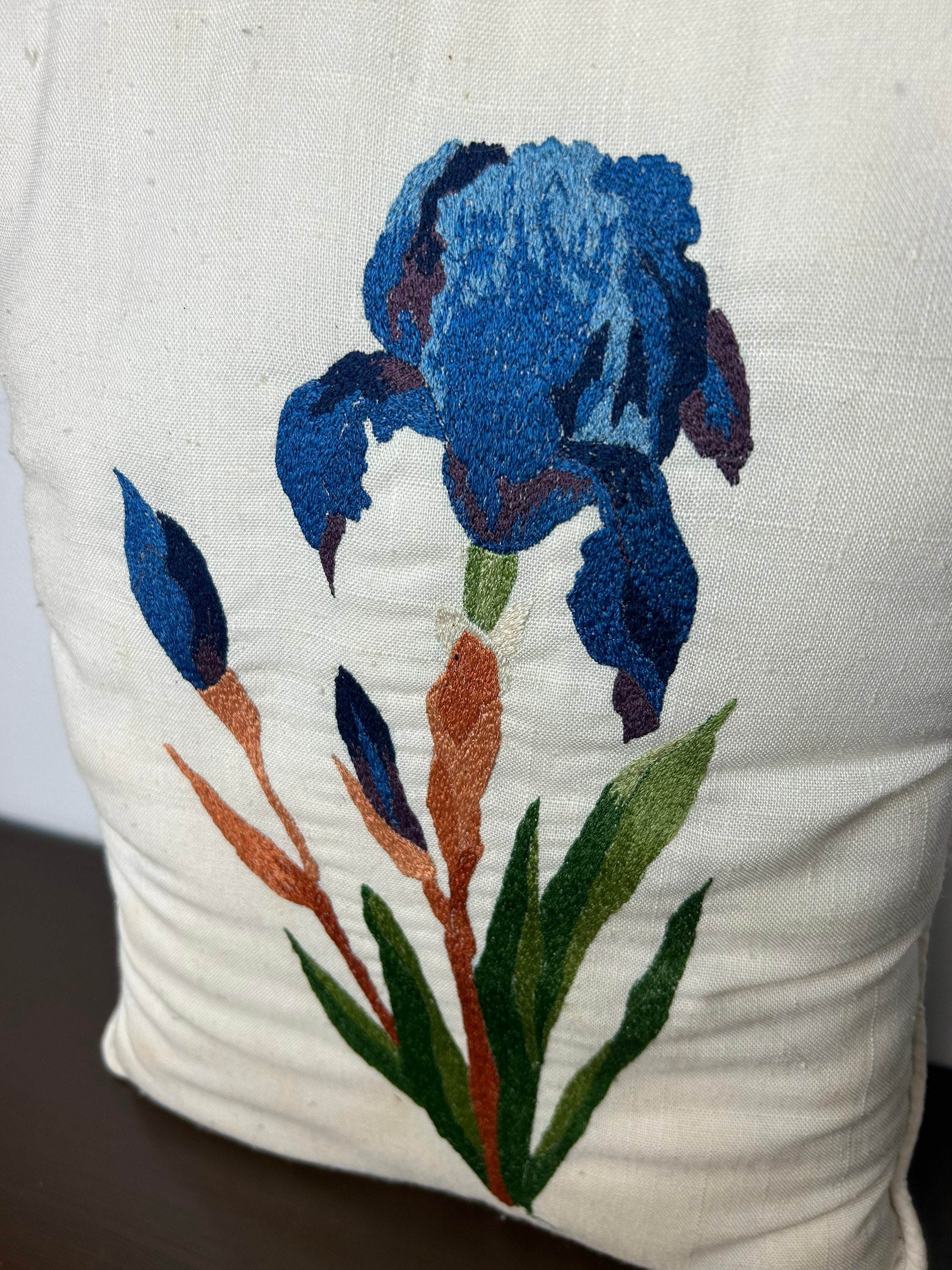 Vintage Japanese Bunka Embroidery Blue Iris Flowers Handmade - Etsy