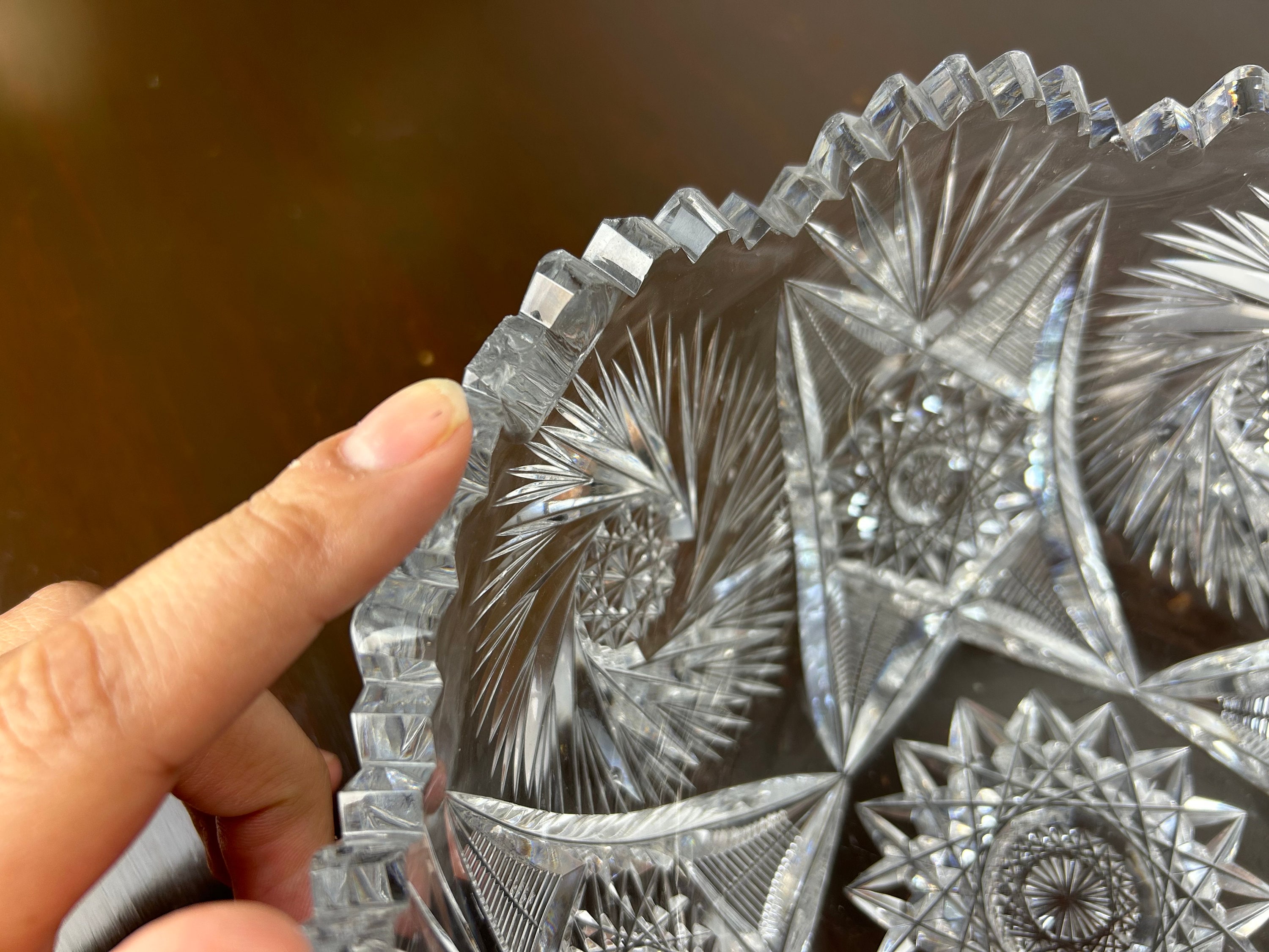 Antique American Brilliant Cut Glass Pinwheels & Stars Serving Dish ...