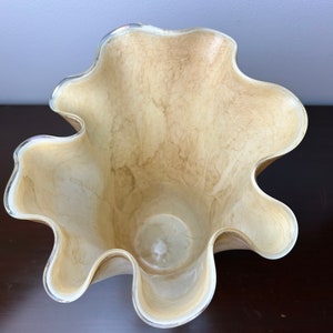 Statement Polish Handblown Art Glass Handkerchief Ruffled Rim Large ...