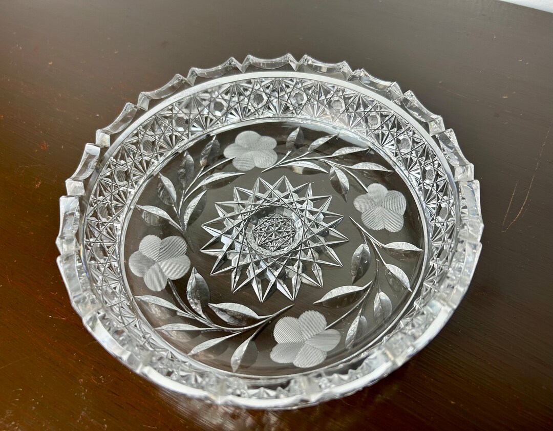 Antique 1920’s Late American Brilliant Period Cut Glass Floral Pattern ...