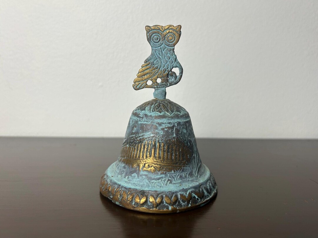 Vintage Bell Parthenon Owl of Athens Bronze Decorative Hand Bell With ...
