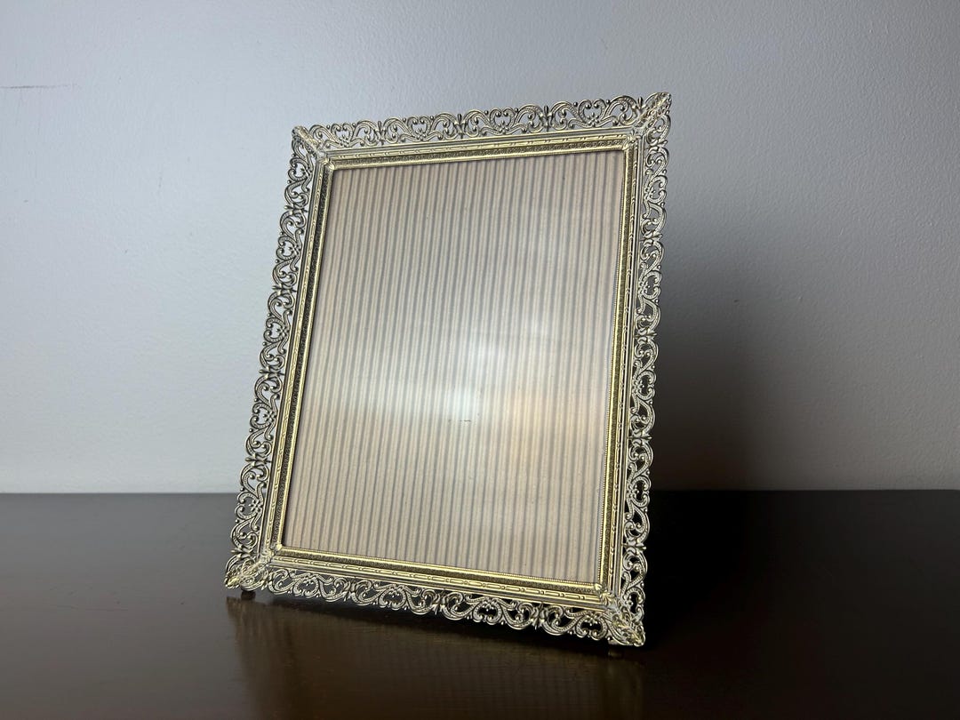 Vintage Ornate Gold Punched Tin Filagree 8x10 Picture Frame for Wall or ...