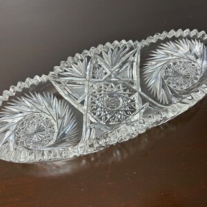 Antique American Brilliant Cut Glass Pinwheel Hobstar Celery/relish ...