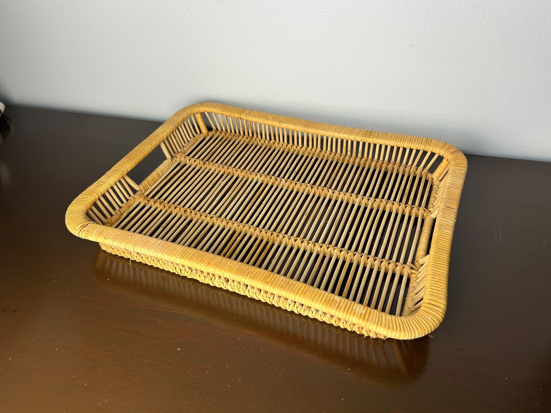 Mid Century Rattan Tray With Handles by Artek Finland, Scandinavian ...