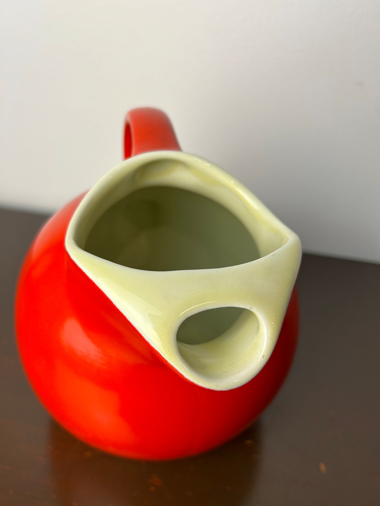 Vintage Hall USA Pottery Bright Red Ball Pitcher, MCM Retro Ceramic ...