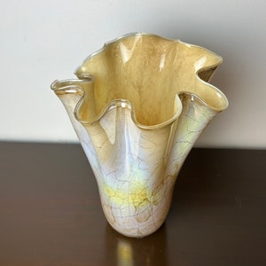 Statement Polish Handblown Art Glass Handkerchief Ruffled Rim Large ...