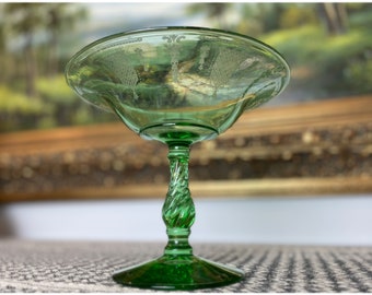 Green Glass Compote - Etsy
