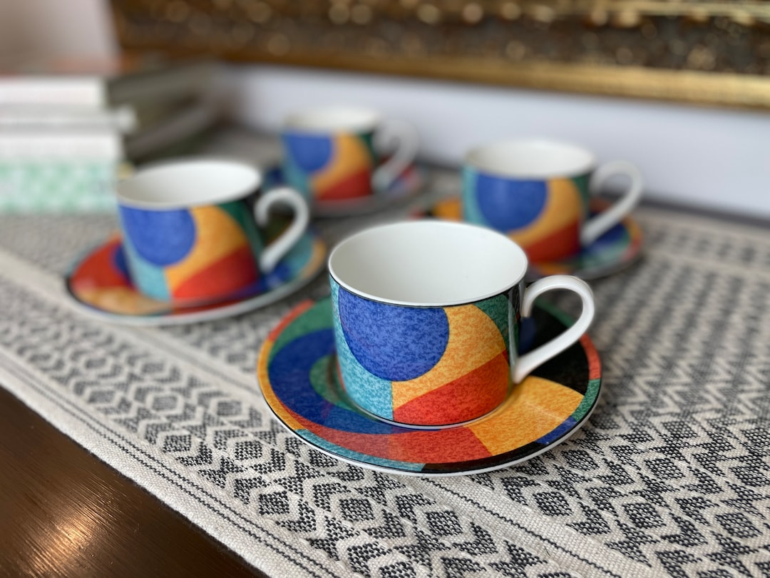 Victoria Beale Accent Flat Cups/mugs & Saucer Set, 1990s Post Modern ...