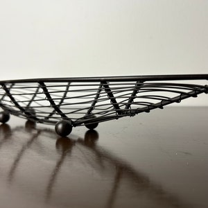 Vintage Brutalist Style Black Metal Wire String Oblong Canoe - Etsy