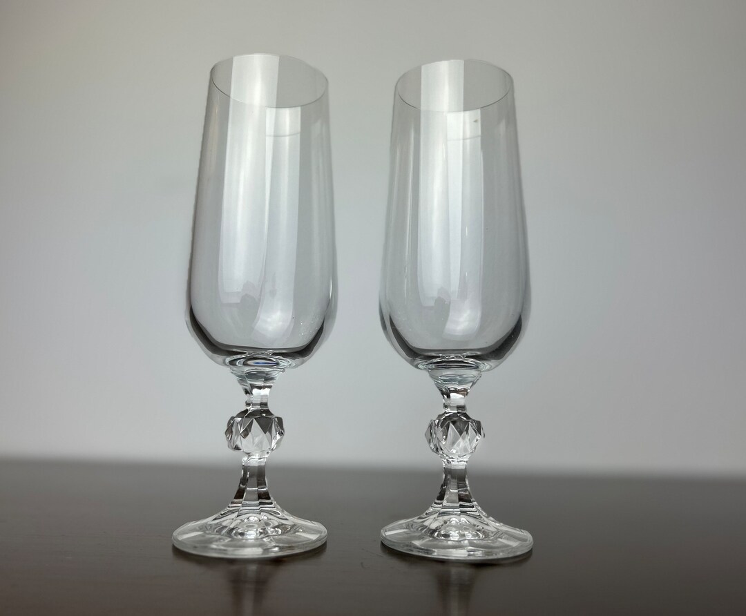 Bohemia Crystal Czechoslovakia Claudia Champagne Flutes Set, Wedding ...