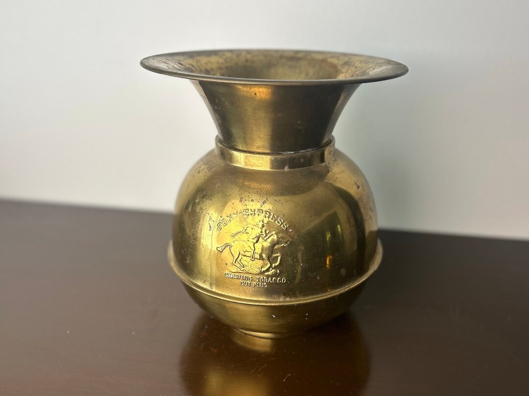 Vintage Solid Brass Pony Express Spittoon/cuspidor, Tobacciana ...