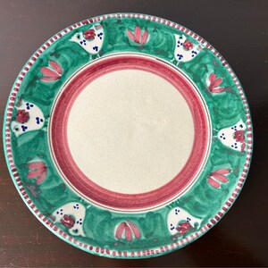 Italian Handpainted Green Chicken Birds Pottery Dinner Plates From ...