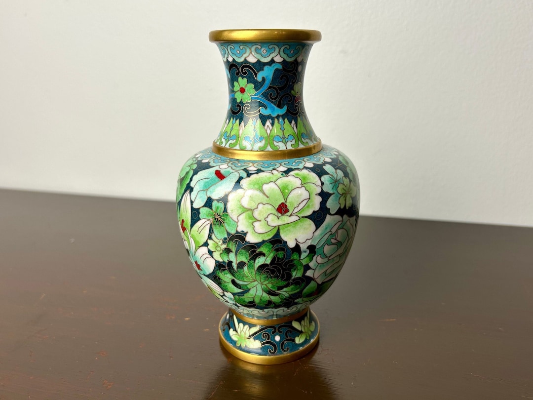 Vintage Chinese Cloisonné Enamel Vase, Collectible Asian Oriental ...