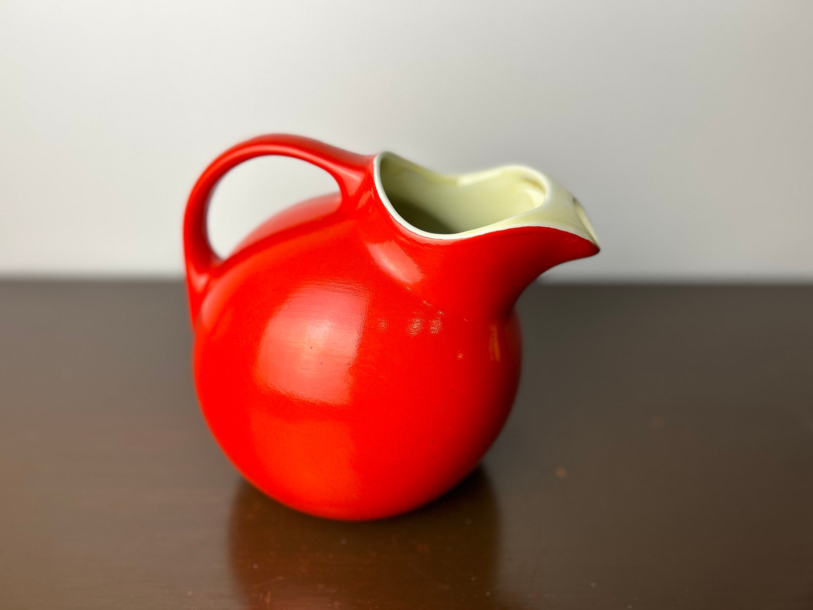 Vintage Hall USA Pottery Bright Red Ball Pitcher, MCM Retro Ceramic ...